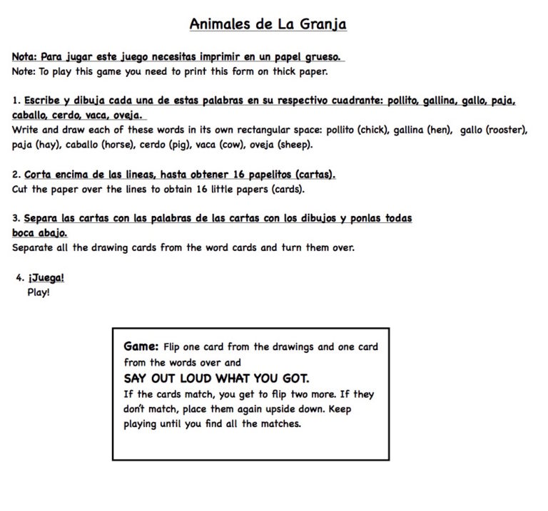 Worksheet – Farm | Learning Spanish with Johanna